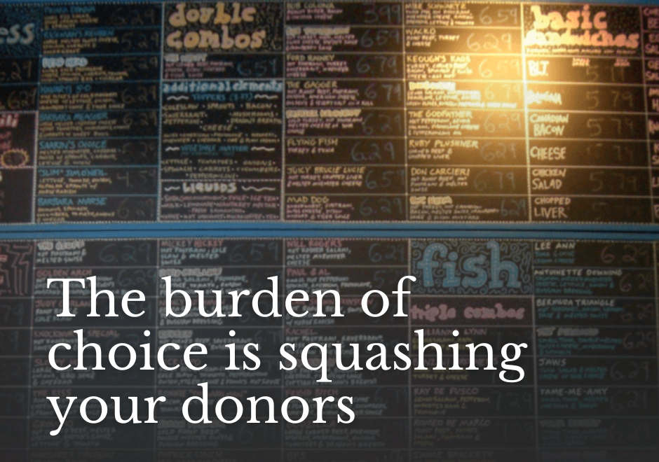 The burden of choice is squashing your donors - Fresh Eyes Digital